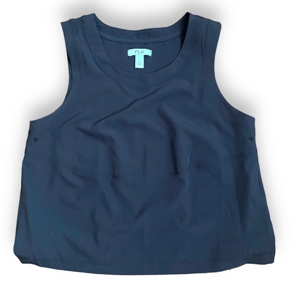 FLX | Tops | Flx Women Xs Workout Tank Navy Blue Drawstring Waist ...
